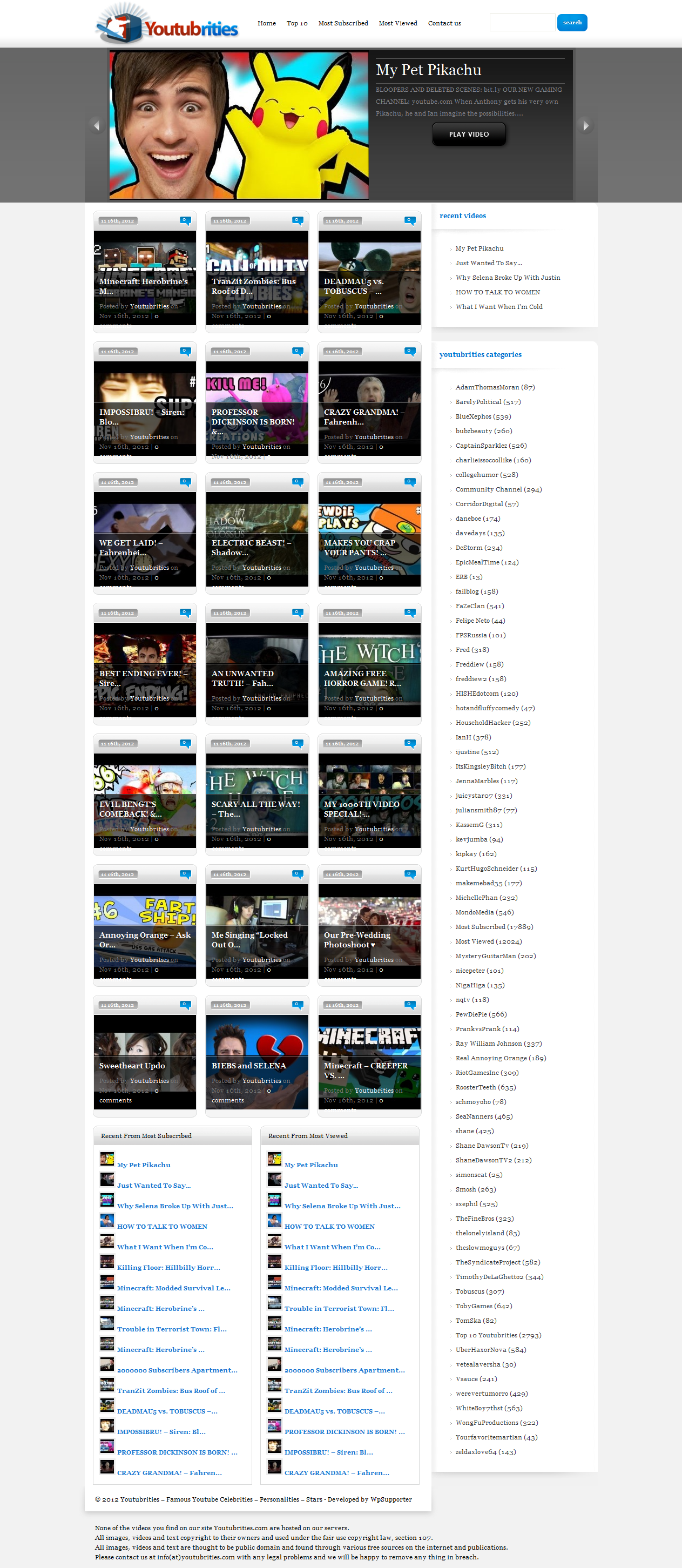 WpSupporter - Portfolio - Youtubrities Project | Professional Wordpress Installation & Setup ...